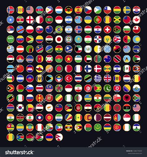 All Official National Flags World Circular Stock Vector Royalty Free