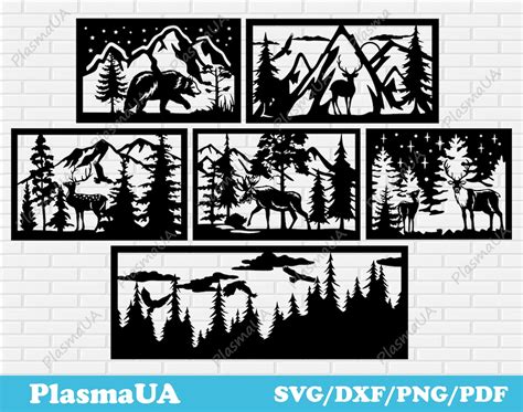 Dxf Cut Files Dxf For Cnc Laser Cut Dxf Panels Nature Scene Dxf