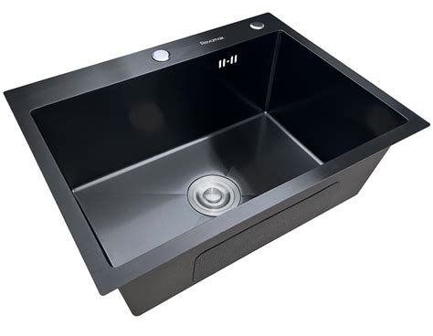 Cuba Pia Inox Preta Quadrada Cozinha Gourmet 60cm Acessórios
