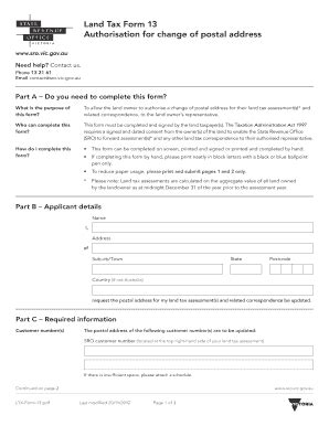 Fillable Online Sro Vic Gov Authorisation For Change Of Postal Address