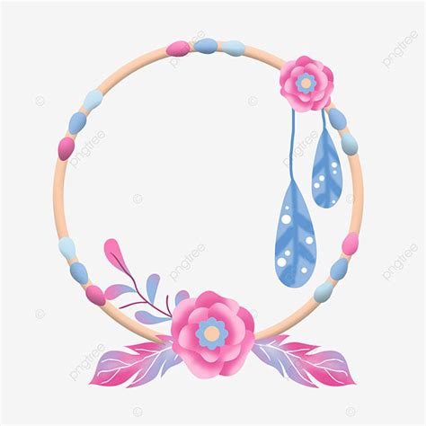 Hermoso Marco Boho Con Hojas Y Plumas PNG Boho Frontera Deco PNG Y