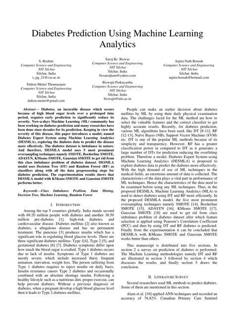 pdf diabetes prediction using machine learning analytics