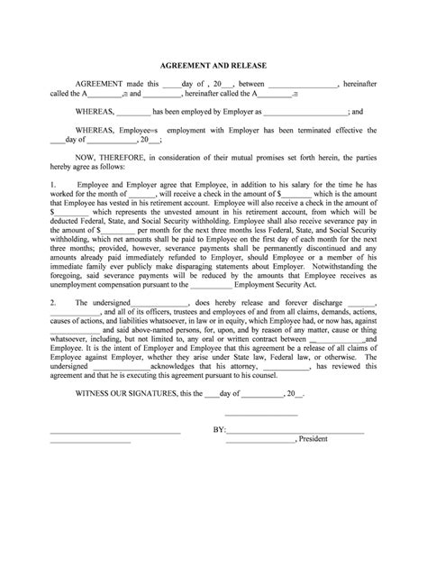 Severance Agreement And General Release Template