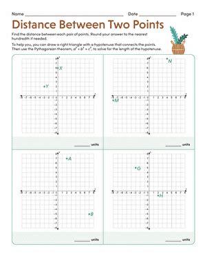 Distance Between Two Points Worksheet Education Worksheets