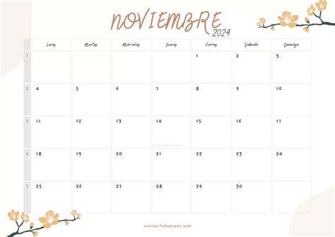 Calendarios Noviembre 2024 Para Imprimir PDF