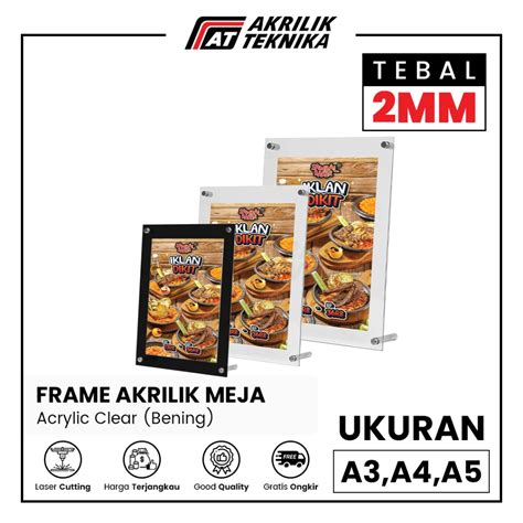 Jual Standing Frame Bingkai Display Poster Akrilik Menu Meja Ukuran