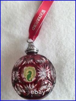 Waterford Crystal Christmas Ornament Cased Ball Ruby Christmas