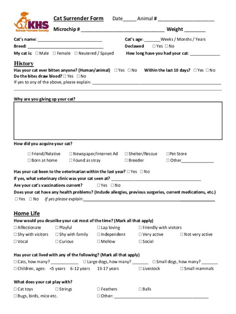 Fillable Online New Cat Intake Form Fax Email Print PdfFiller