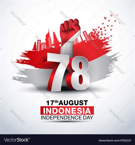 Happy Independence Day Indonesia Greetings Vector Image