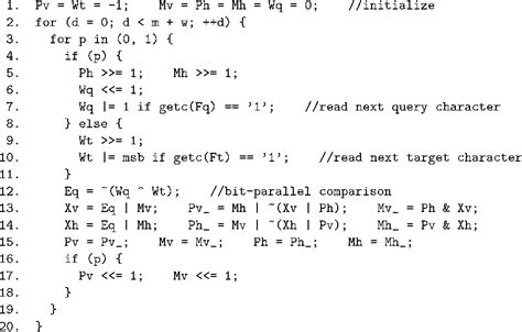 figure 3 from a bit parallel dynamic programming algorithm suitable for dna sequence alignment