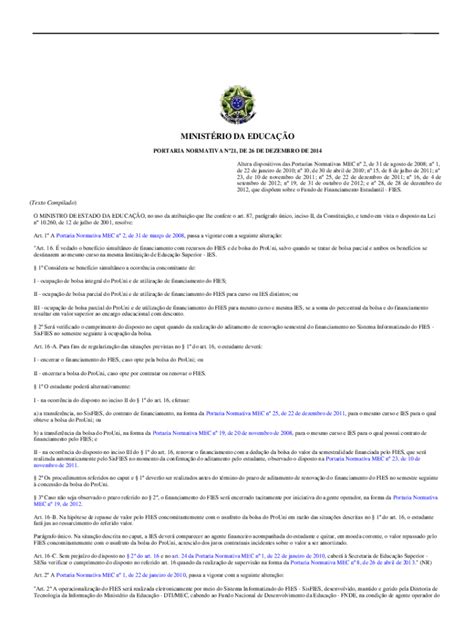 Preenchível Disponível portaria normativa 21 Acessar portal Fies