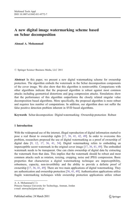 pdf a new digital image watermarking scheme based on schur decomposition