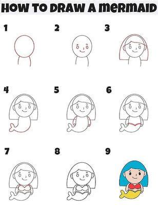How To Draw Mermaid Idea 13 Step By Step Drawing Photos