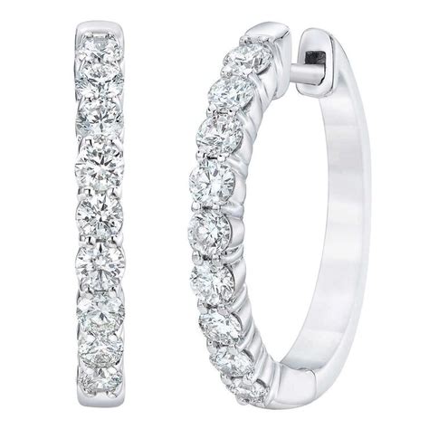 1 00ctw Round Brilliant Cut Diamond Hoop Earrings 14ct White Gold