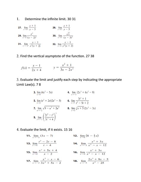 midterm excercise summary evaluate the limit and justify each step by indicating the