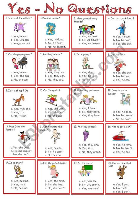 YES NO QUESTION MULTIPLE CHOICE ESL Worksheet By Sweetdreamja