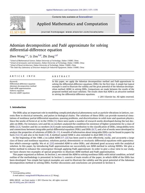 applying the adomian decomposition method and padé approximation to solve differential