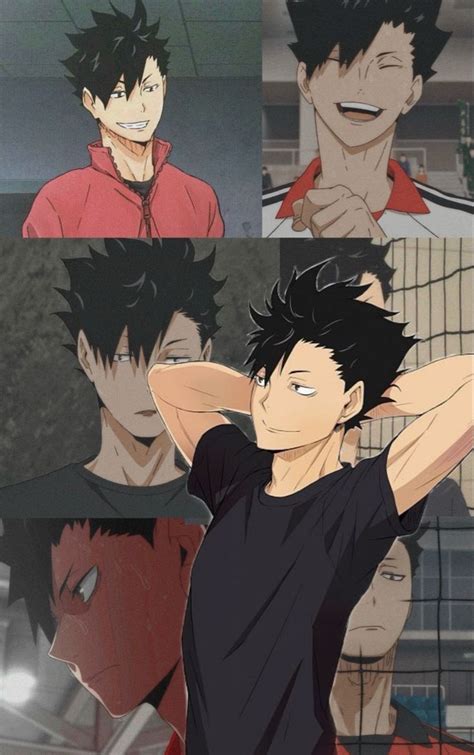 Four Different Anime Characters With Black Hair And Red Shirts One Has