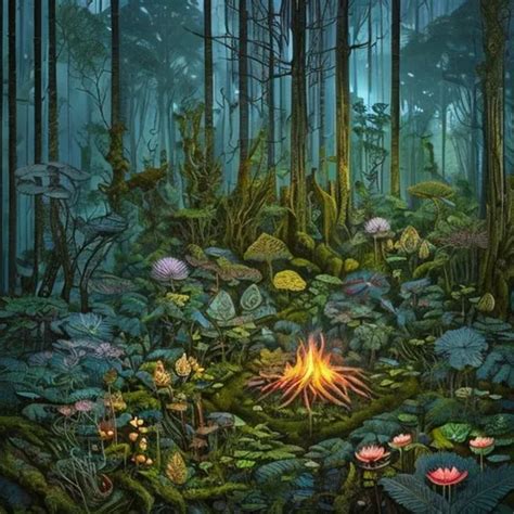 A Forest Background With Moss With A Hidden Sunset P