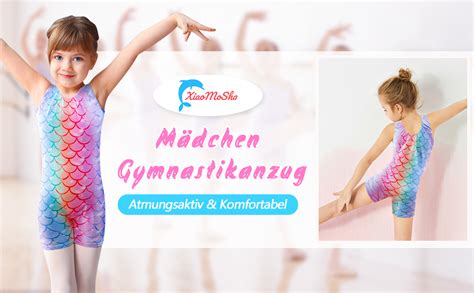 XiaoMoSha Turnanzug Mädchen Kurzarm Farbverlauf Glitzer Mädchen
