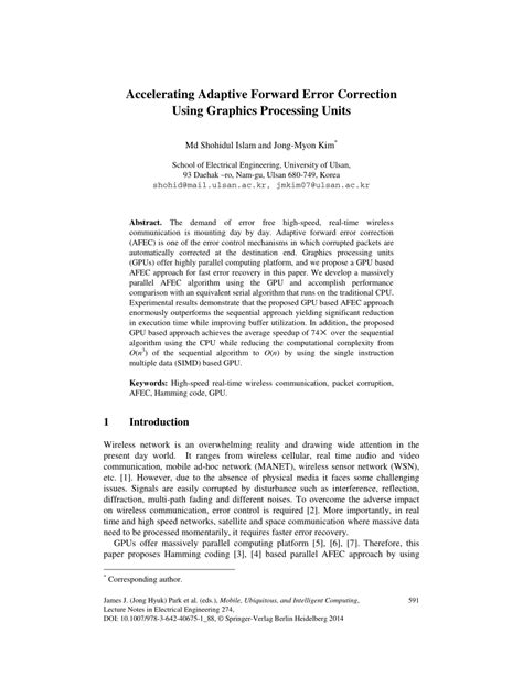 pdf accelerating adaptive forward error correction using graphics processing units