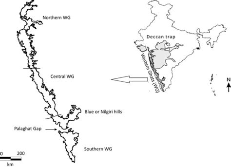 A Map Of India Showing Western Ghats With Approximate Boundaries Of