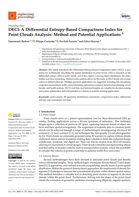 pdf deci a differential entropy based compactness index for point clouds analysis method and