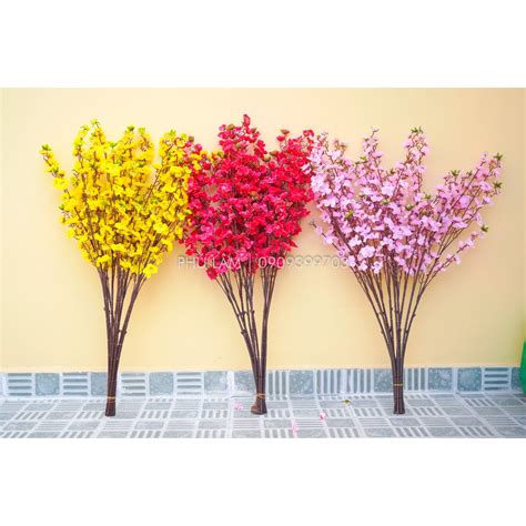 HCM Cành mai đào giả COMBO 10 CÀNH BÔNG HOA MAI HOA ĐÀO GIẢ