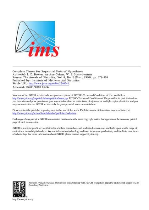 pdf complete classes for sequential tests of hypotheses