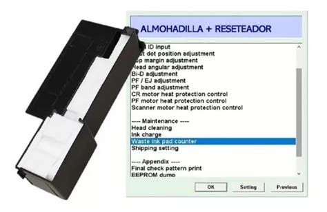 Almohadilla Reset Epson L380 L395 L475 L375 L220 L310 L120 Meses