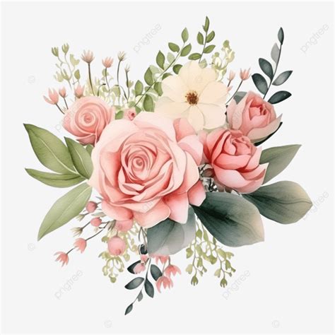 Watercolor Flowers Arrangement Illustration Of Floral Bouquet With