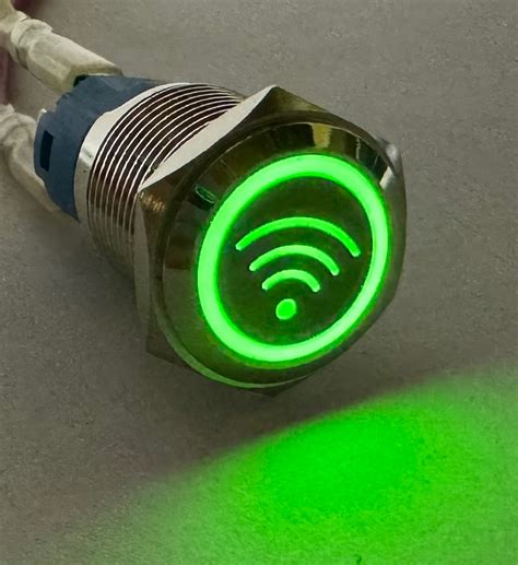 Przycisk metalowy podświetlany Wifi Wi Fi internet 16mm LED 230V SPDT