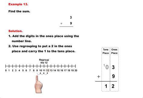 math example arithmetic two digit sums to 20 with regrouping example 13 media4math