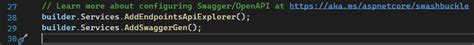 swagger openapi configurations in asp core web api