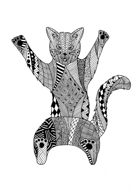 Zentangle Chat Coloriages de Chats à imprimer pour adultes