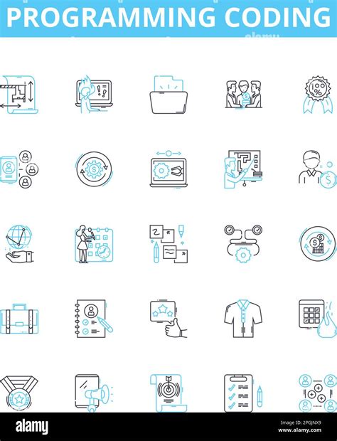 programming coding vector line icons set programming coding scripting coding language