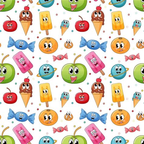 Dibujos Animados De Patrones Sin Fisuras Sobre Fondo Blanco Vector