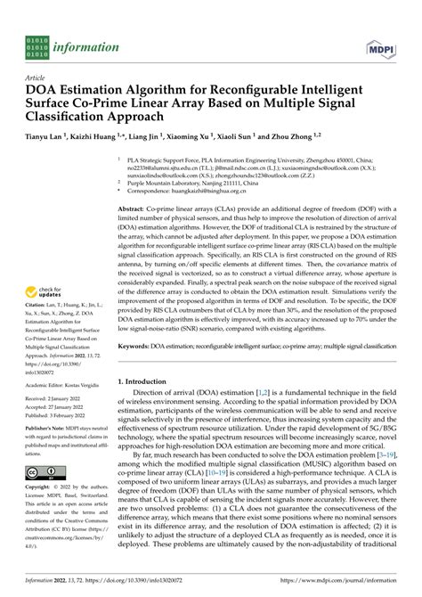 pdf doa estimation algorithm for reconfigurable intelligent surface co prime linear array