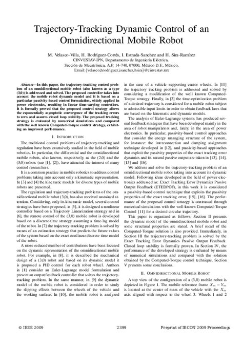 pdf trajectory tracking dynamic control of an omnidirectional mobile robot m velasco villa