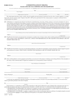 Fillable Online Commonwealth Of Virginia Sales And Use Tax Certificate