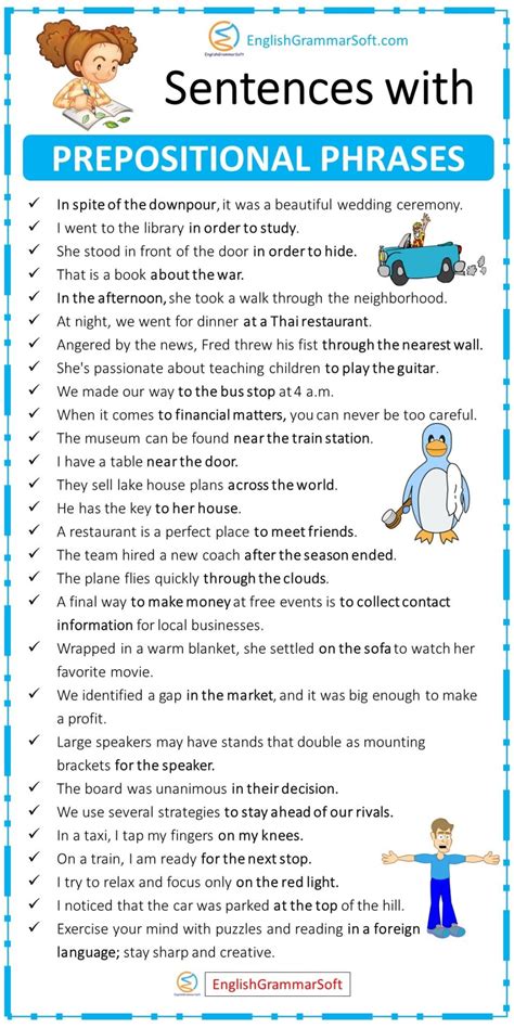 50 Sentences With Prepositional Phrases EnglishGrammarSoft