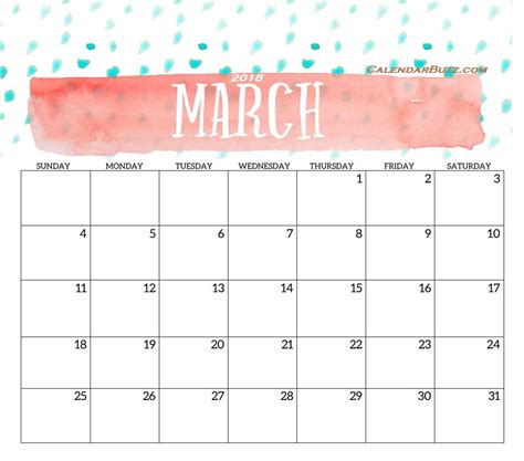 March Calendar Template