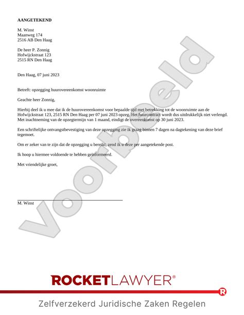 Voorbeeldbrief Opzeg Huurcontract Huurder