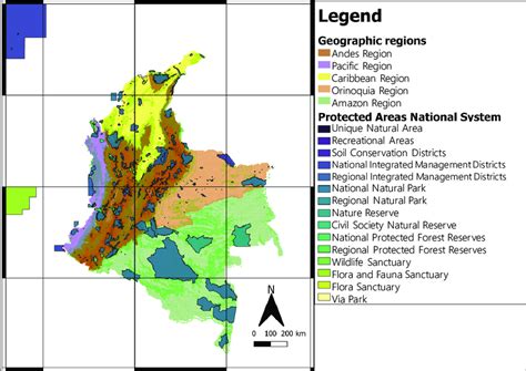 Map Of The Geographical Regions Of Colombia And The Protected Areas