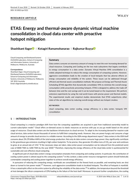 pdf etas energy and thermal‐aware dynamic virtual machine consolidation in cloud data center