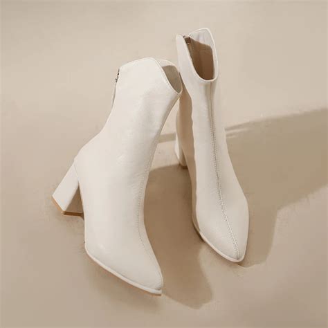 Botas Cortas De Tac N Alto Para Mujer Botines De Media Ca A Con Punta