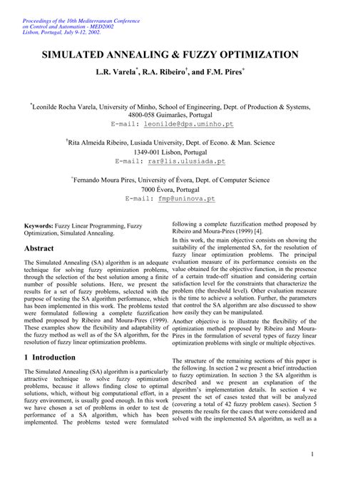 pdf simulated annealing and fuzzy optimization