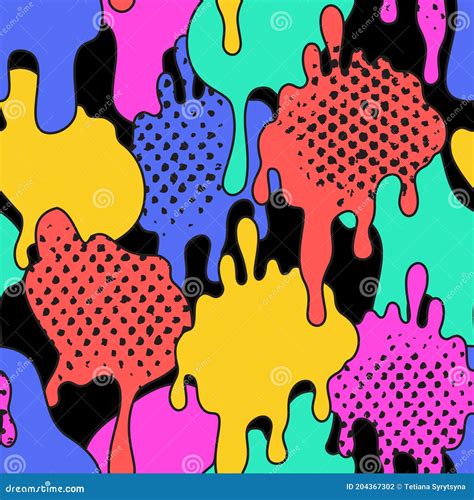 Comic Dripping Blots Background In Pop Art Graffiti Style Funky Paint