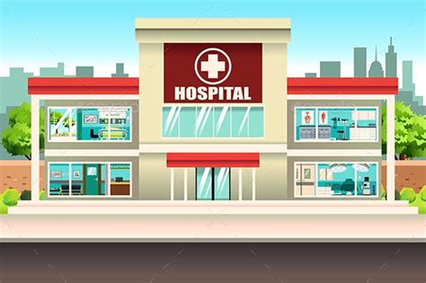 Hospital Building Vector Illustration
