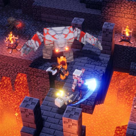 Drowned And Guardians Minecraft Dungeons En Minecraft Animado